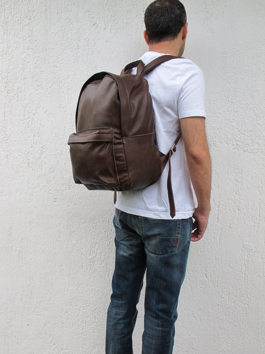 Brown Leather Backpack Available in 16 Colors and Two Sizes. Unisex - Etsy