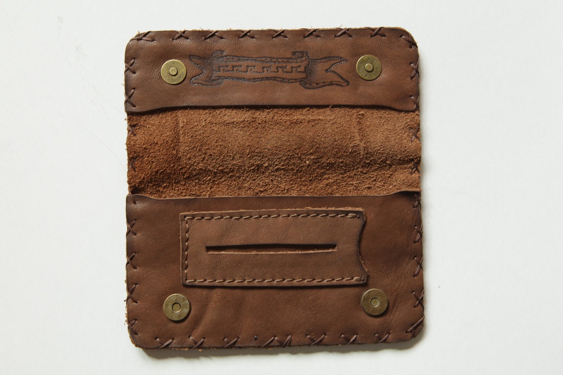 Handmade Leather Tobacco Pouch in Dark Brown. - Etsy
