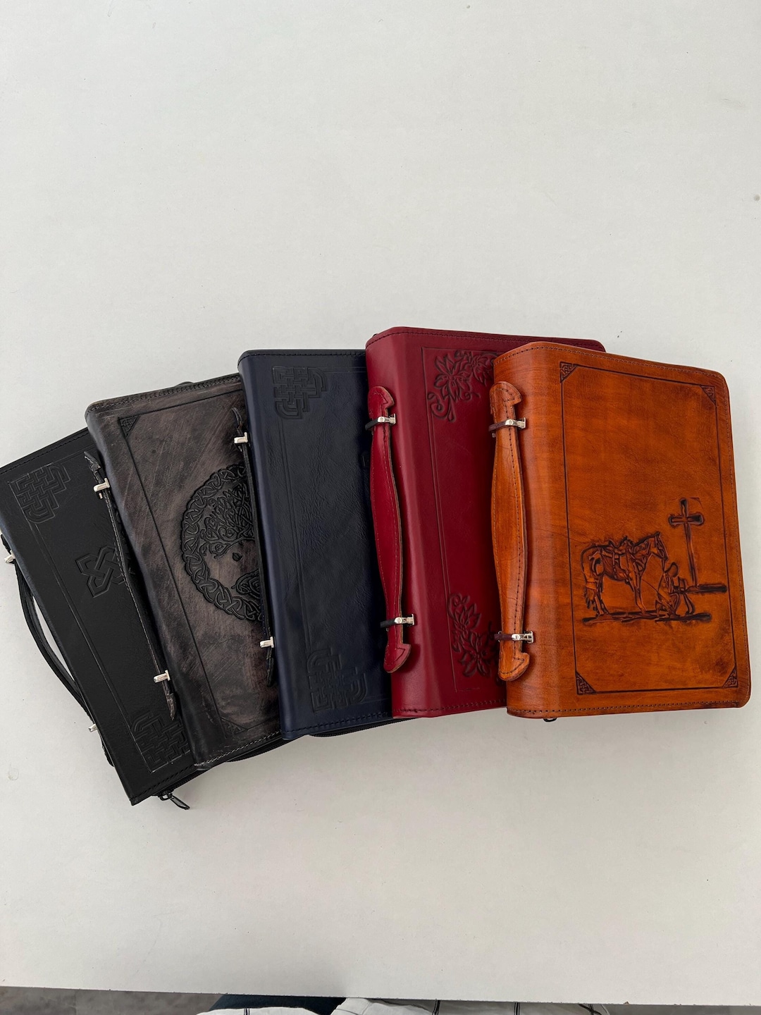 Leather Bible Cover, Case for Bible With Zipper and Top Handle ...
