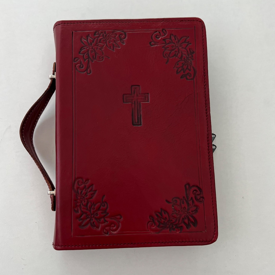 Leather Bible Cover, Case for Bible With Zipper and Top Handle ...