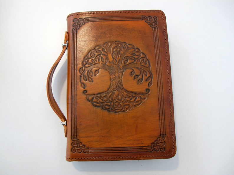 Leather Book Cover, Book Case With Zipper and Top Handle, Personalized ...