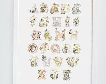Alphabet Print UNFRAMED Nursery Art Whimsical Kid's | Etsy