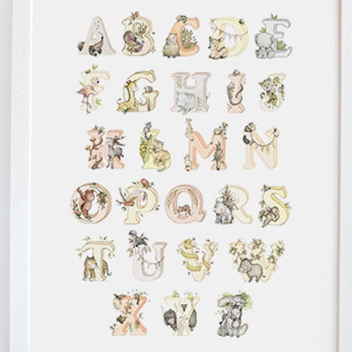 Alphabet Print UNFRAMED Nursery Art Whimsical Kid's - Etsy