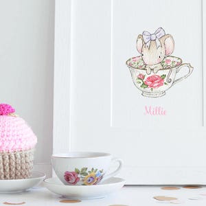 Teacup Mouse Picture, UNFRAMED Mouse Illustration, Kid's Wall Decor ...