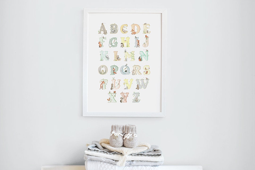 Alphabet Print, UNFRAMED Nursery Art, Whimsical, Kid's Picture ...