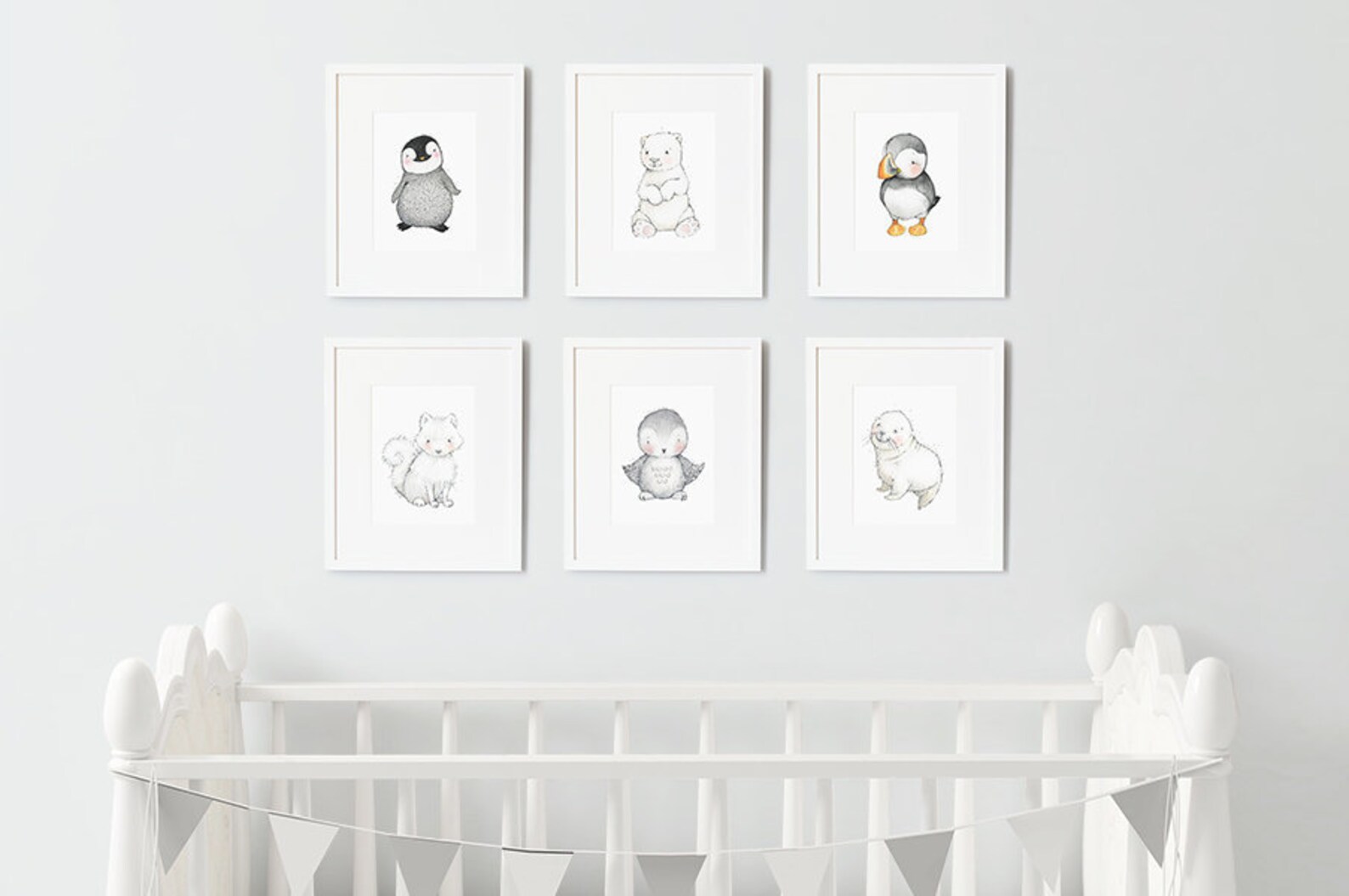 SET of 6 Prints, UNFRAMED Frozen Friends Prints, Arctic Animals, Polar ...