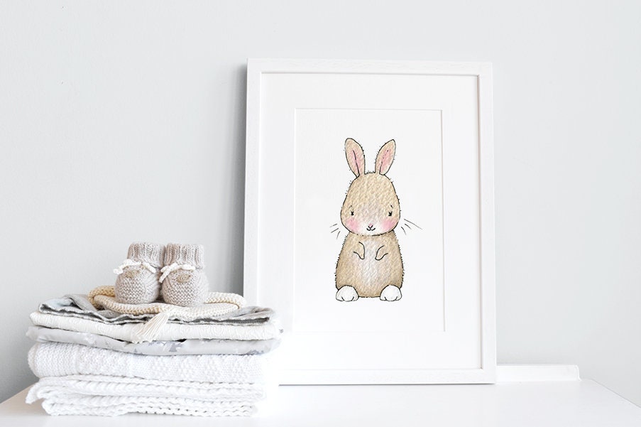 Baby Bunny UNFRAMED Rabbit Nursery Art Fine Art Print for | Etsy