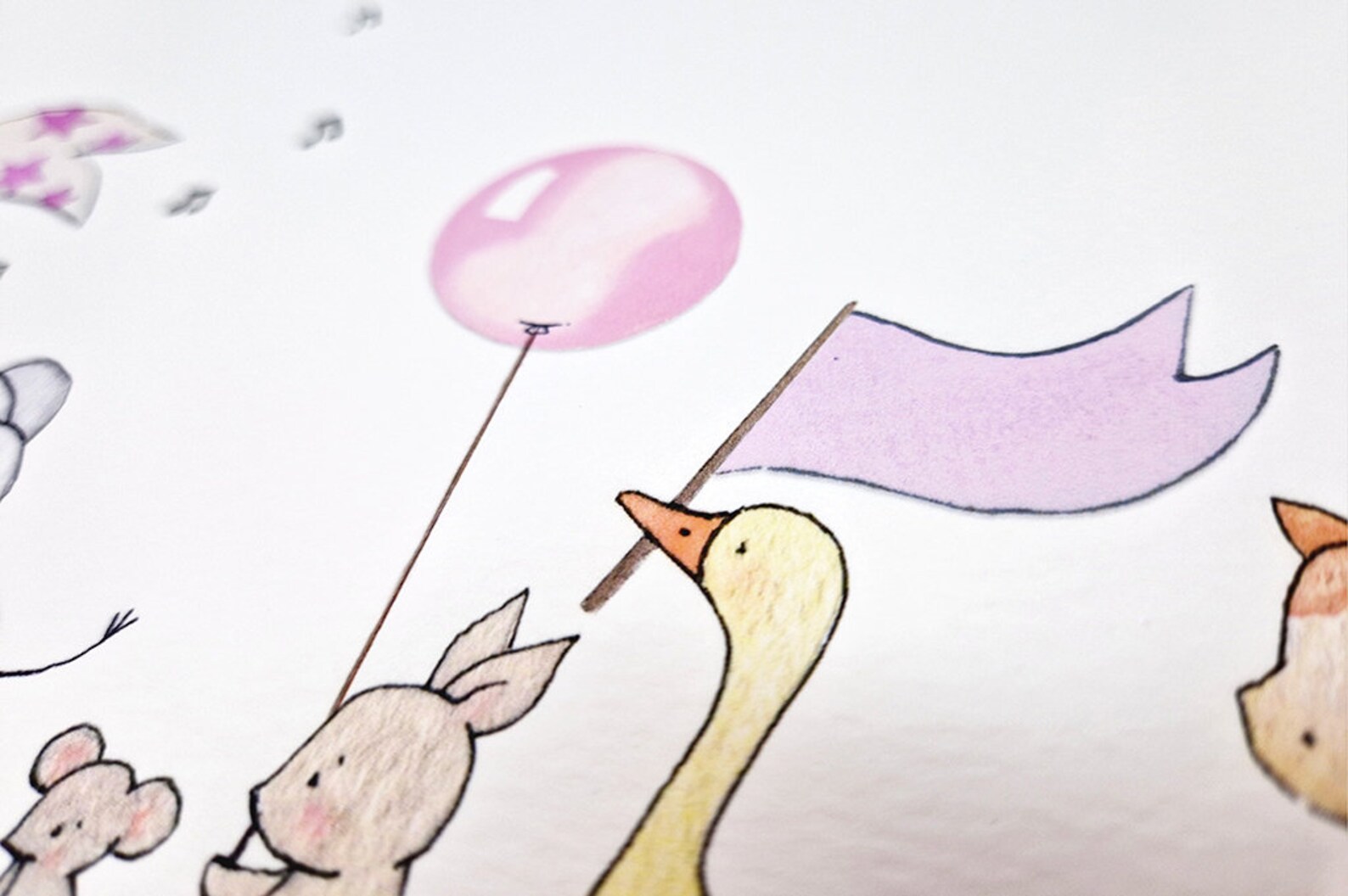 Pink Parade, UNFRAMED Nursery Art Picture, Giclée Print, Baby's Bedroom ...