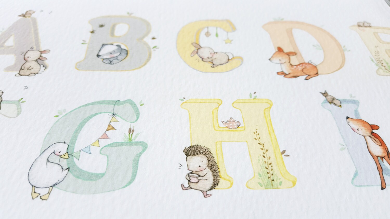 Alphabet Print, UNFRAMED Nursery Art, Whimsical, Kid's Picture ...