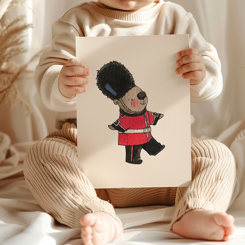 London Beefeater, UNFRAMED Print, the Queen's Guard, Kid's British Art ...