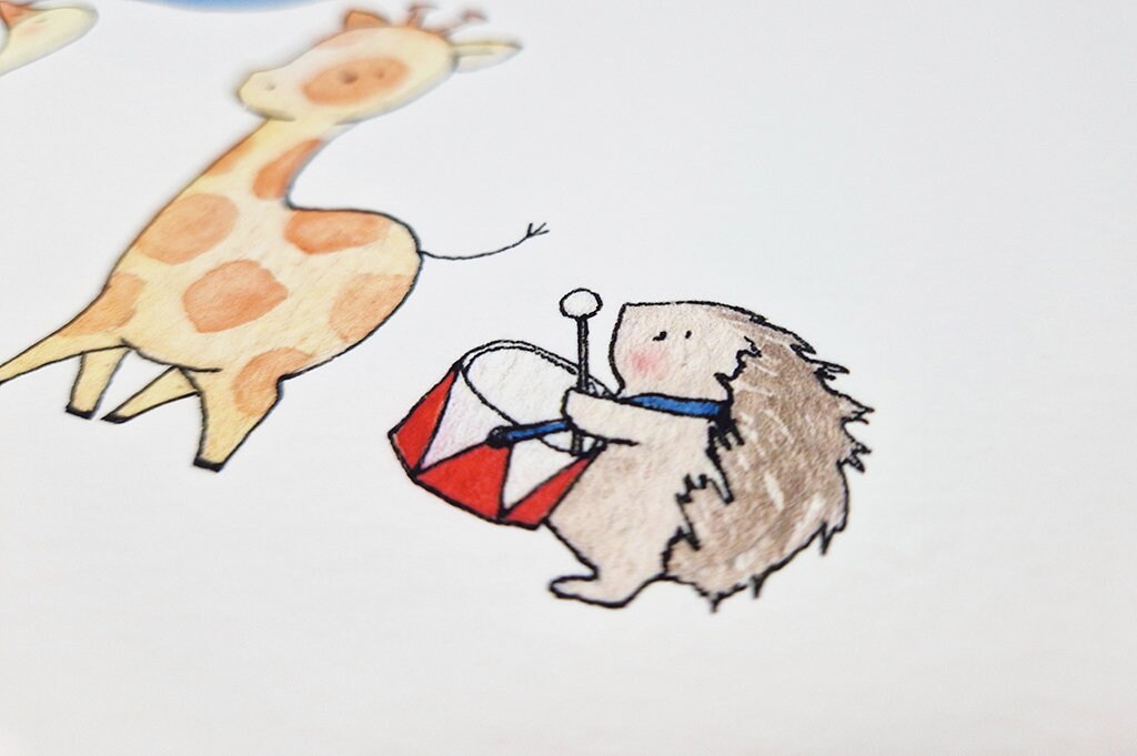 Animals on Parade, UNFRAMED Nursery Art Print Picture, Giclée Print ...