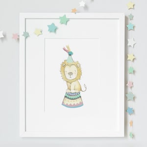 Circus Lion, UNFRAMED Children's Art, Bright Color Print, Circus Theme ...