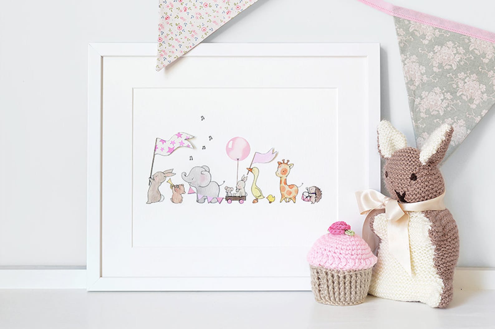 Pink Parade, UNFRAMED Nursery Art Picture, Giclée Print, Baby's Bedroom ...