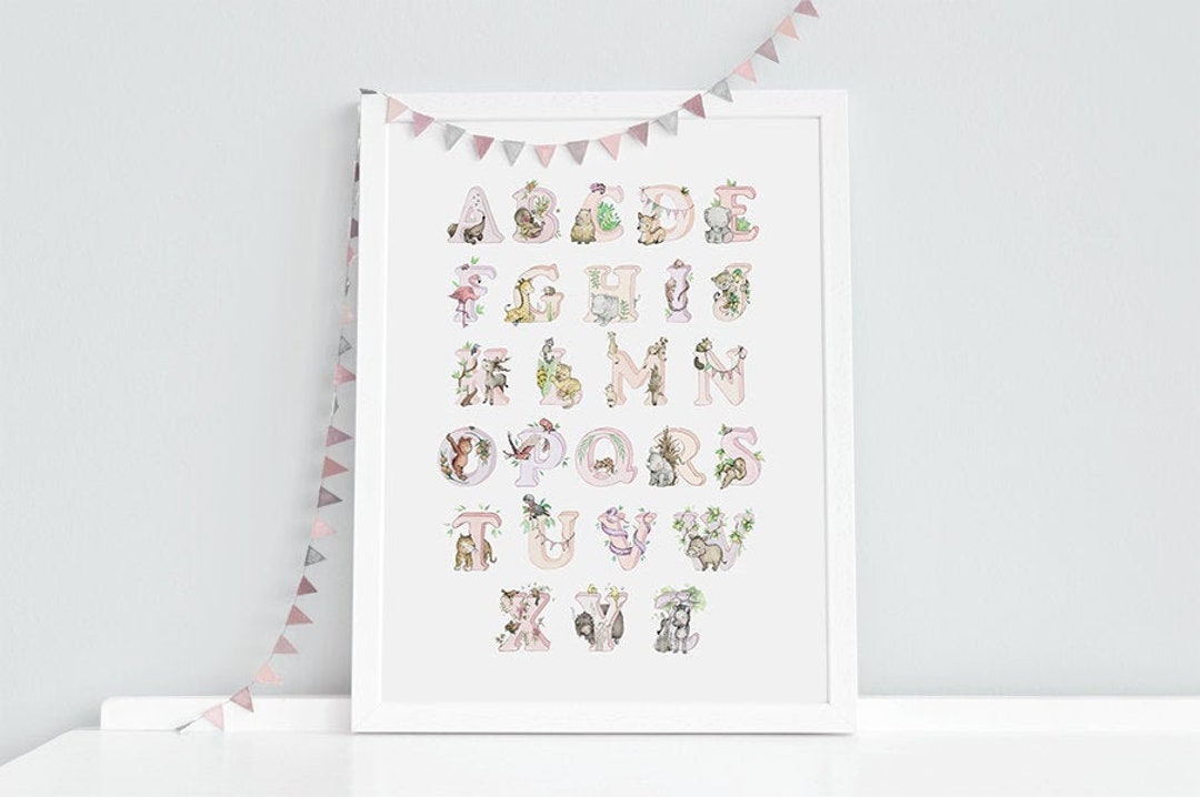 Alphabet Print, UNFRAMED Nursery Art, Whimsical, Kid's Picture ...