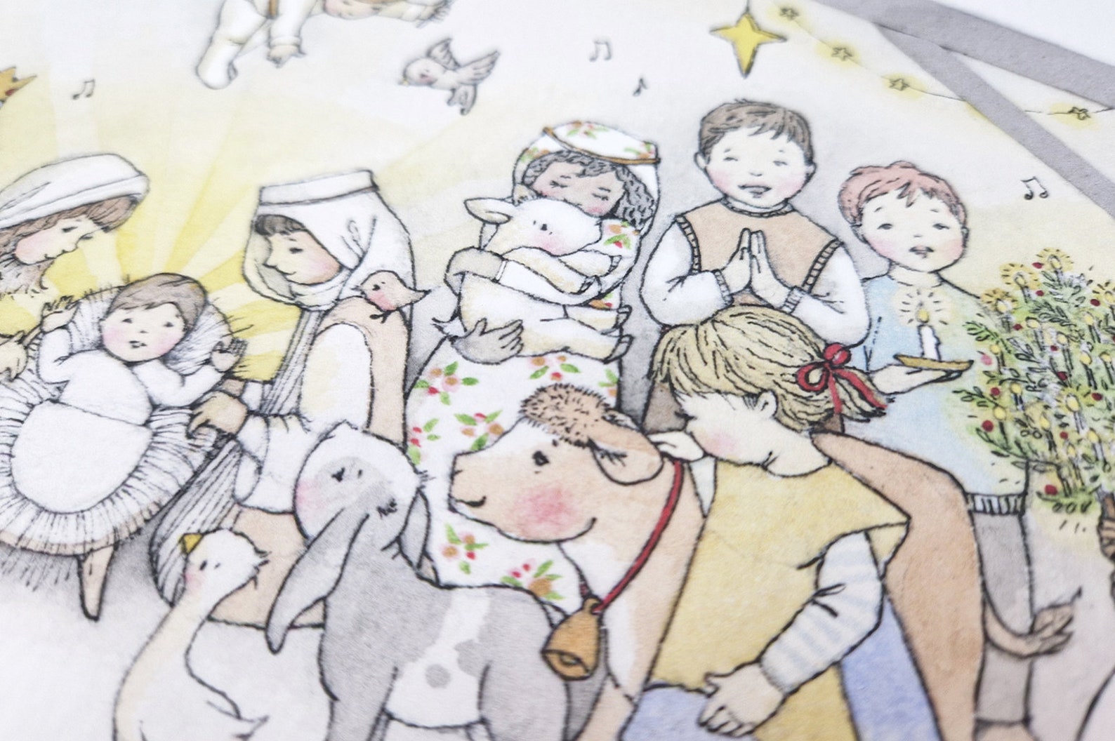 Children's Nativity Scene Illustration, UNFRAMED Nursery Art, Kid's ...