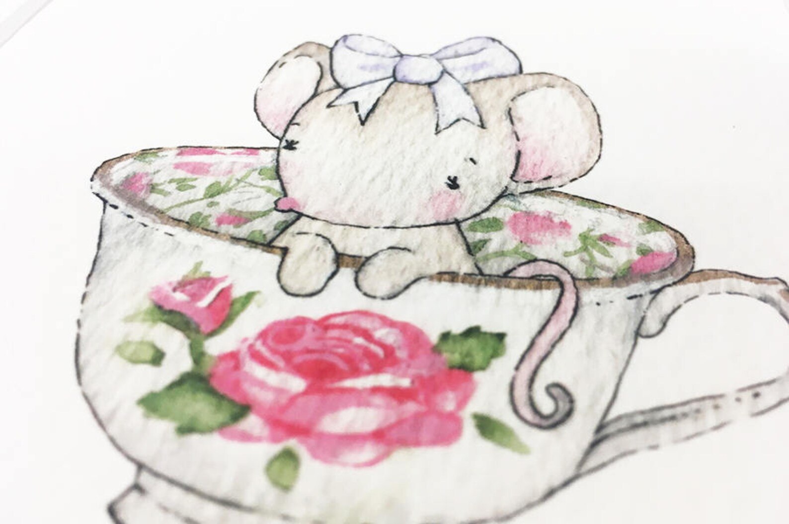 Teacup Mouse Picture, UNFRAMED Mouse Illustration, Kid's Wall Decor ...