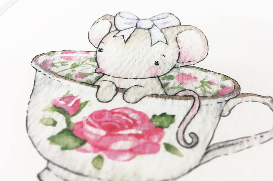 Teacup Mouse Picture UNFRAMED Mouse Illustration Kid's - Etsy Australia