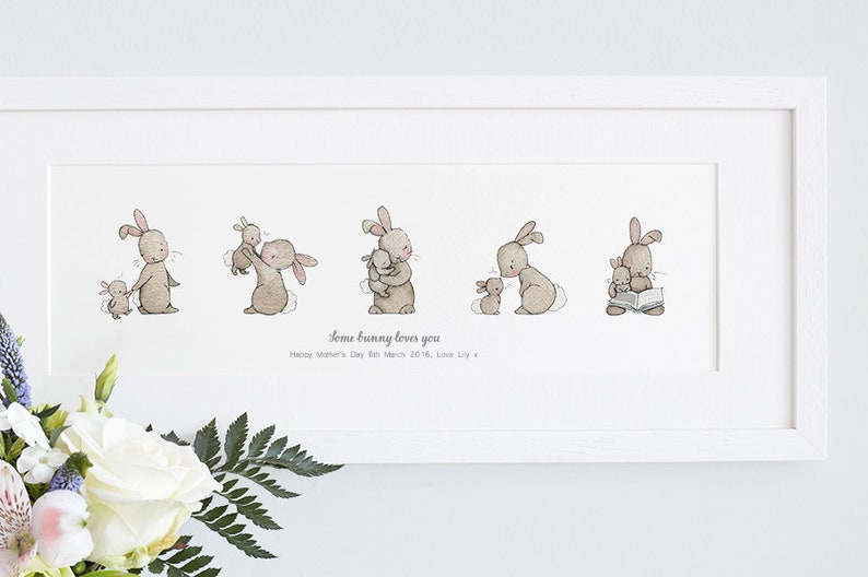 FRAMED Bunny Picture, Rabbit Illustration, Kid's Wall Decor, Unisex ...