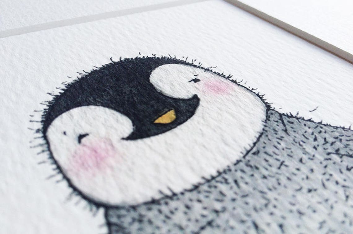 Baby Penguin, UNFRAMED New Born Art Print, Picture for Baby, Nursery ...