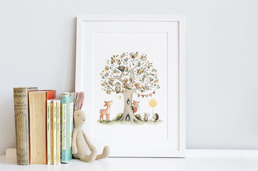 The Pear Tree UNFRAMED Nursery Print Kid's Woodland Art - Etsy