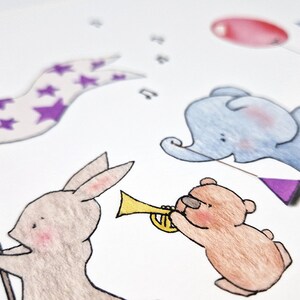 Animals on Parade, UNFRAMED Nursery Art Print Picture, Giclée Print ...
