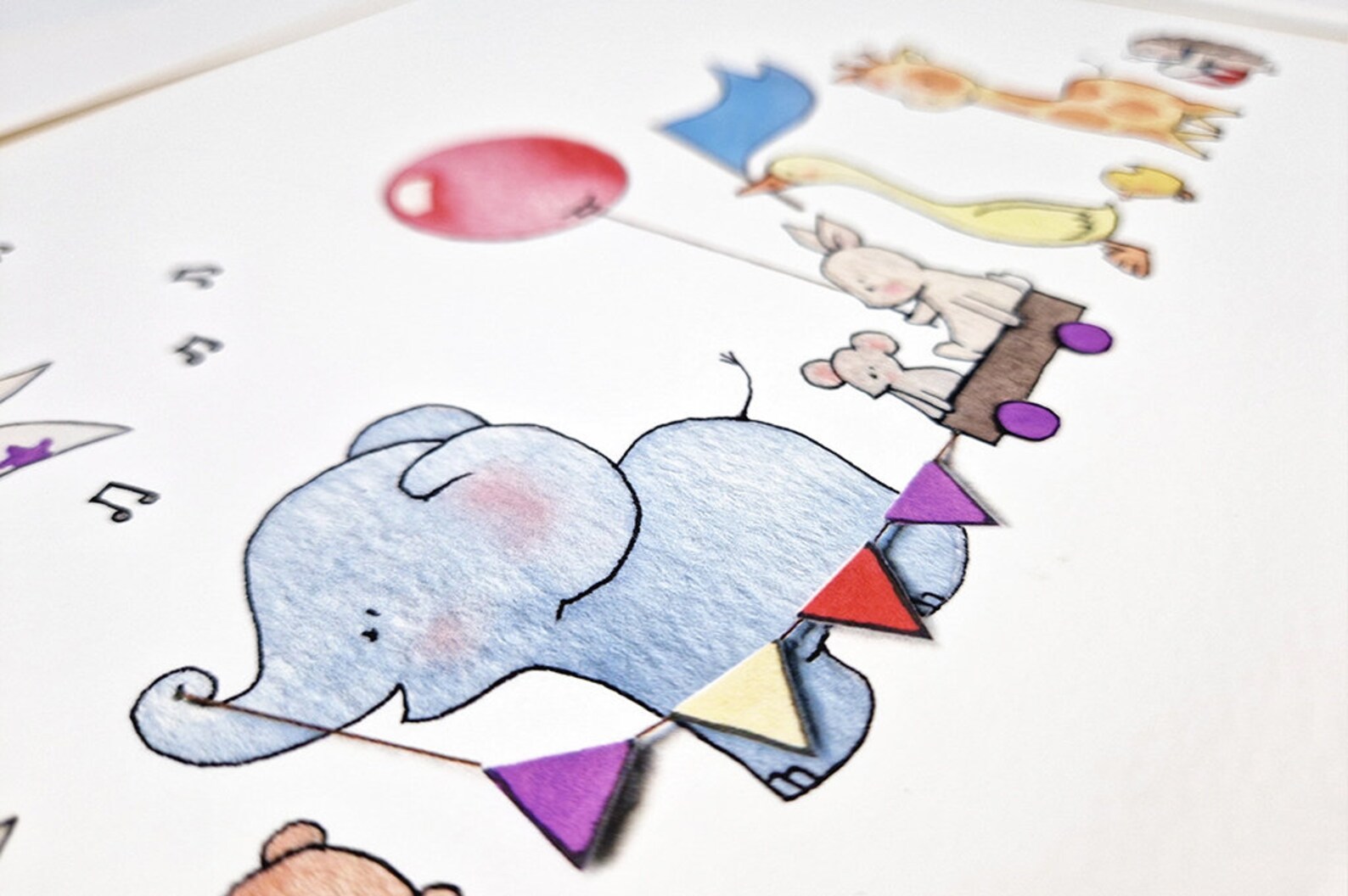 Animals on Parade, UNFRAMED Nursery Art Print Picture, Giclée Print ...