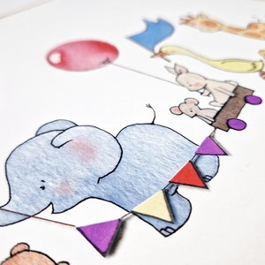 Animals on Parade, UNFRAMED Nursery Art Print Picture, Giclée Print ...