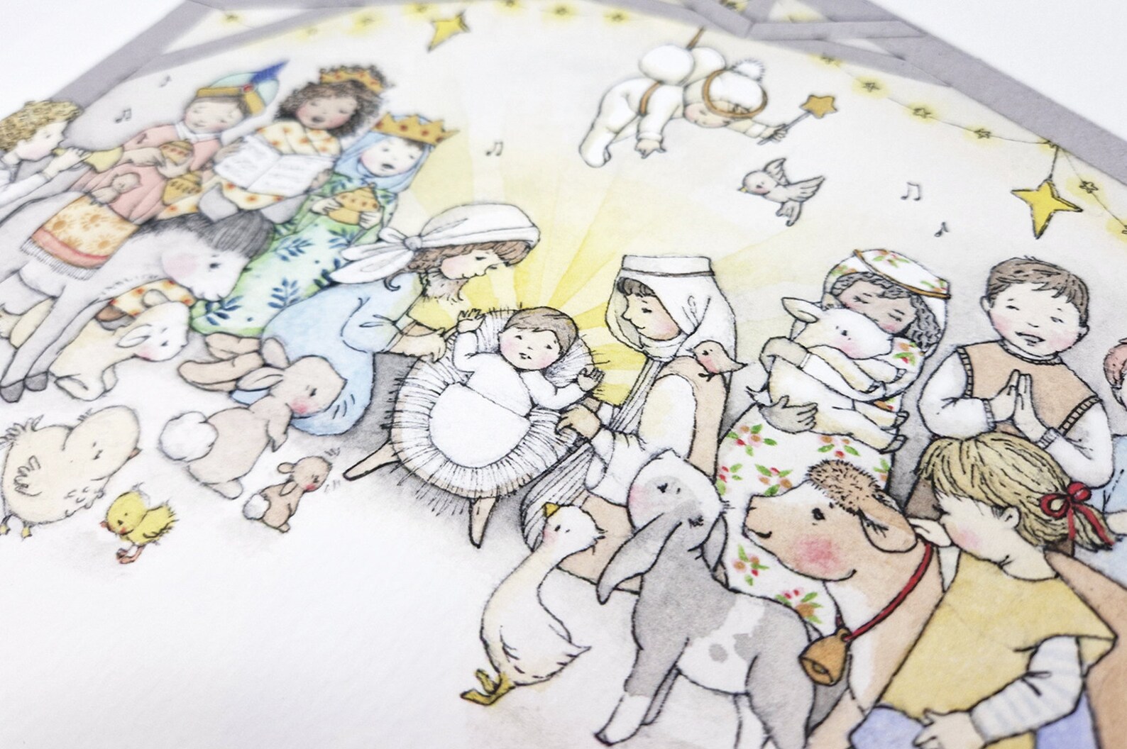 Children's Nativity Scene Illustration, UNFRAMED Nursery Art, Kid's ...