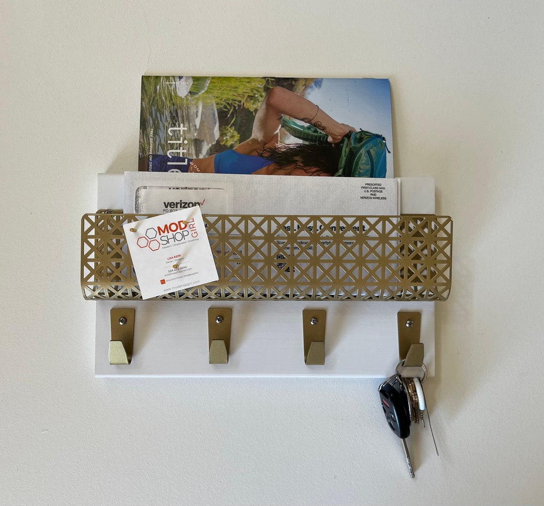 Mid Century Modern Entryway Organizer Small Command Center Magazine ...