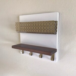 NEW WHITE Mid Century Modern Entryway Organizer, Brass Gold Magazine ...