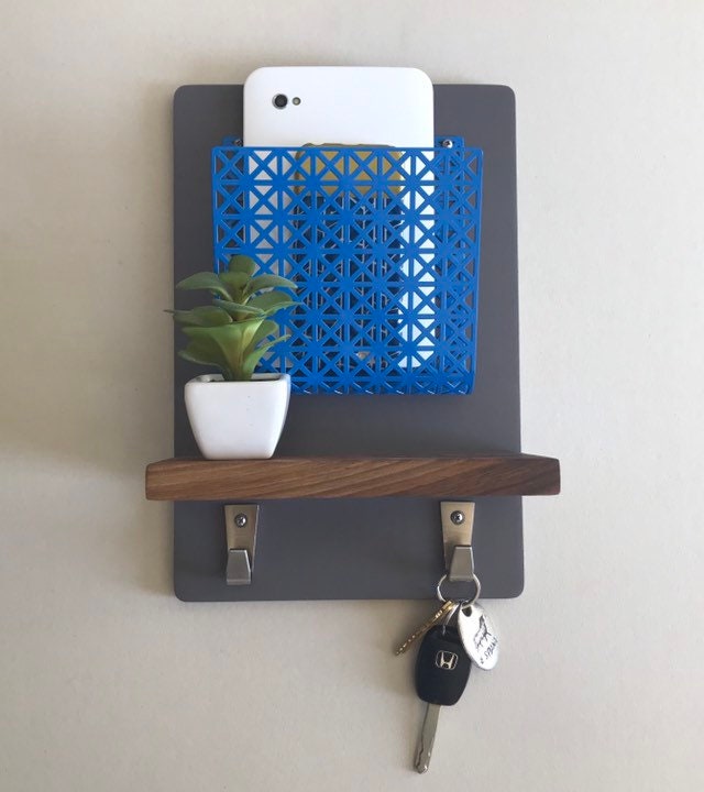 Mid century modern wall mount magazine rack iPad tablet | Etsy