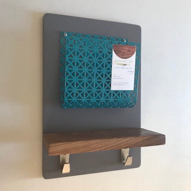 Mid century modern wall mount magazine rack iPad tablet | Etsy