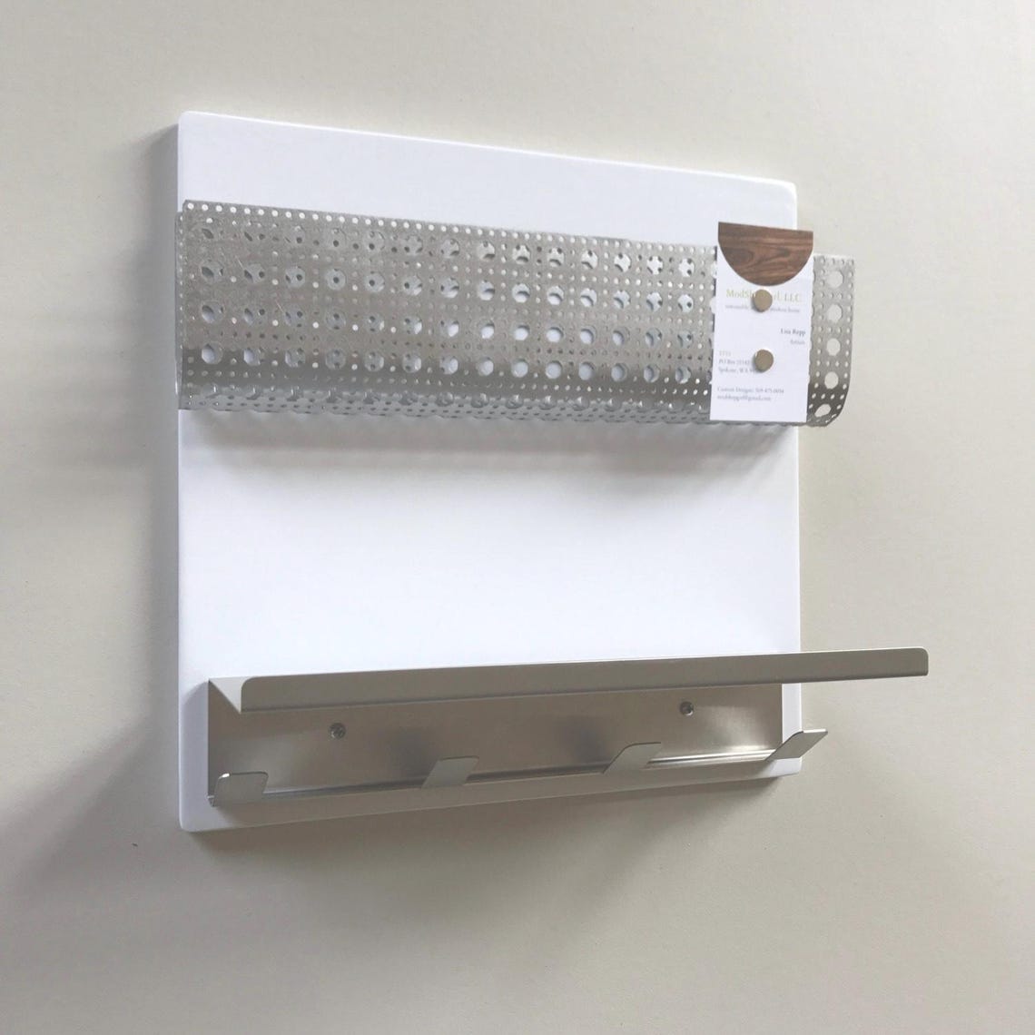 Entryway Organizer Command Center Mid Century Magazine Rack Mail Holder ...