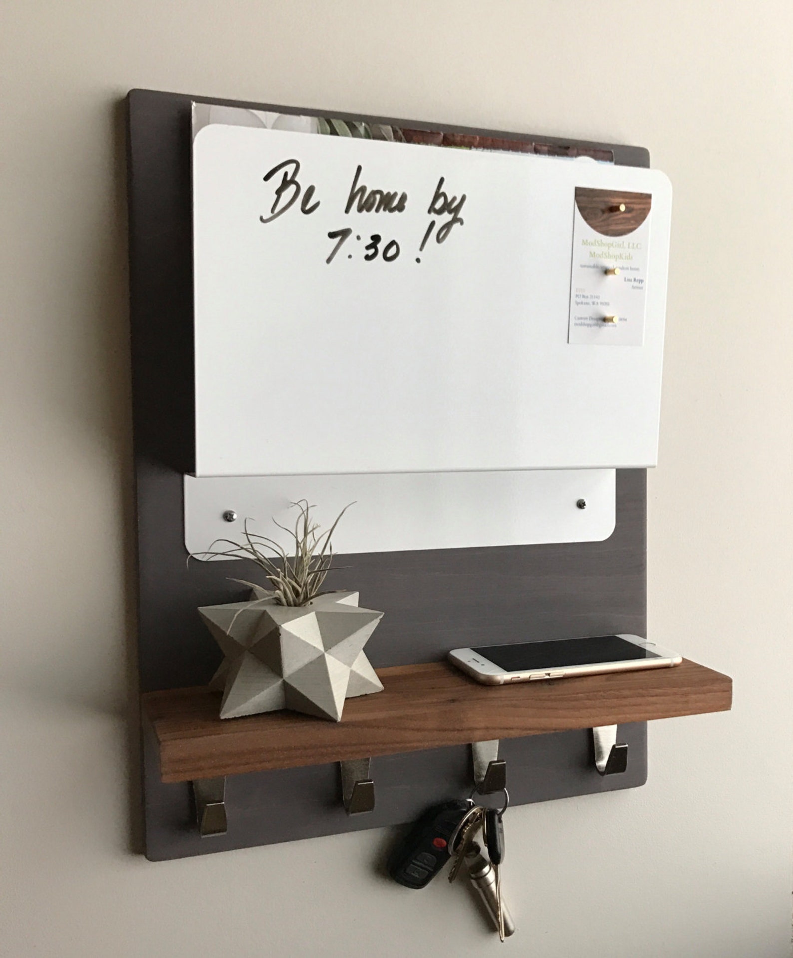 Mid Century Modern Command Center Entryway Organizer Dry Erase | Etsy