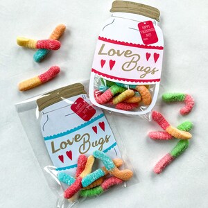 Love Bugs Valentines Day, Printable Valentine, Gummy Worms in Jar Class ...