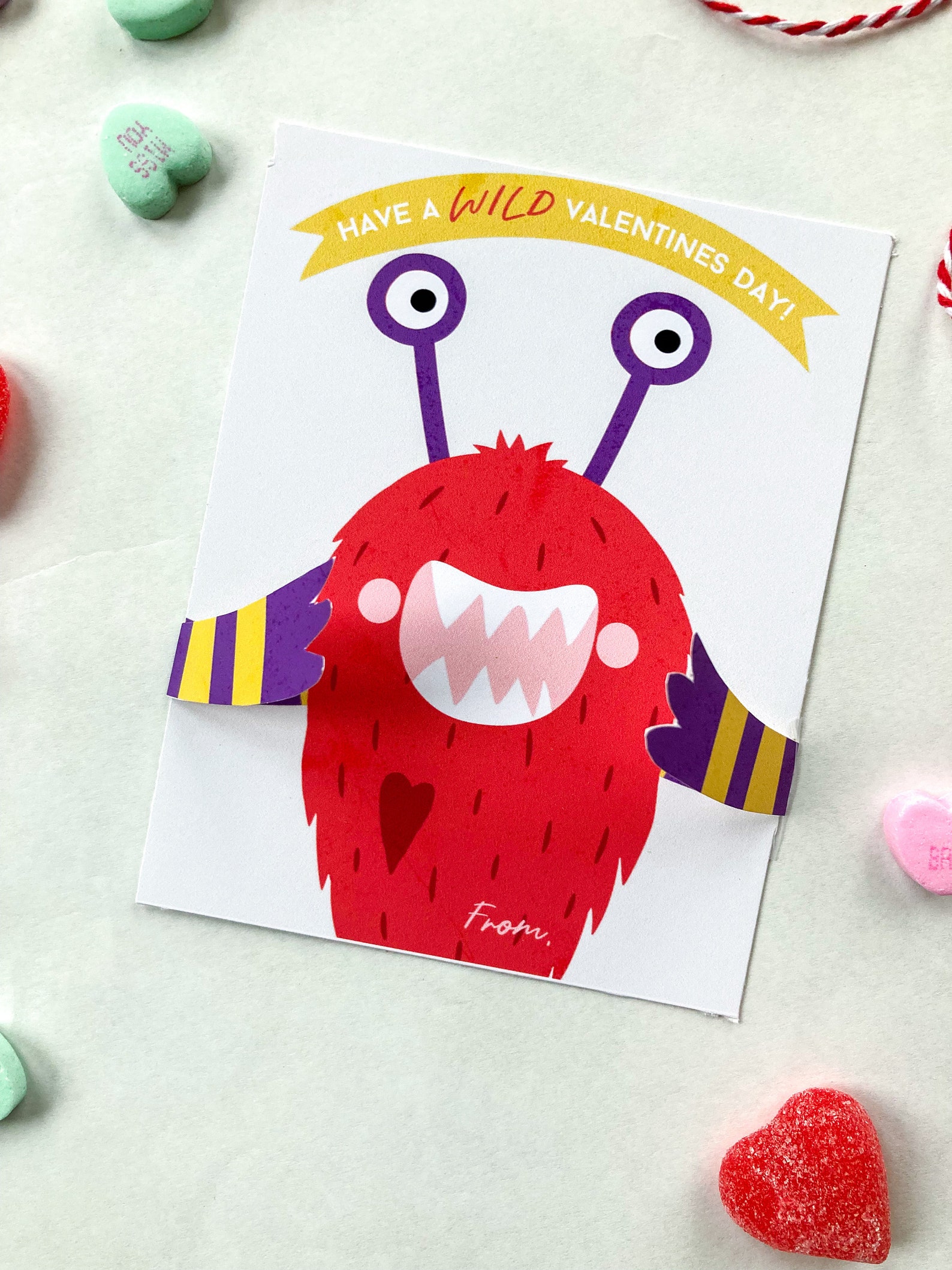 Wild Monster Valentines Day Printable Valentine Monster - Etsy