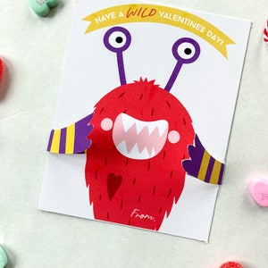 Wild Monster Valentines Day, Printable Valentine, Monster Class ...