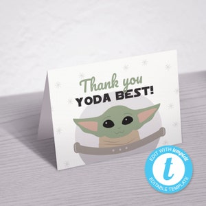 Baby Yoda, Grogu Thank You Card Download, Yoda Mandalorian Editable ...