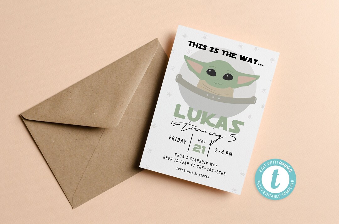 Baby Yoda, Grogu Invitation Download, Yoda Mandalorian Editable ...