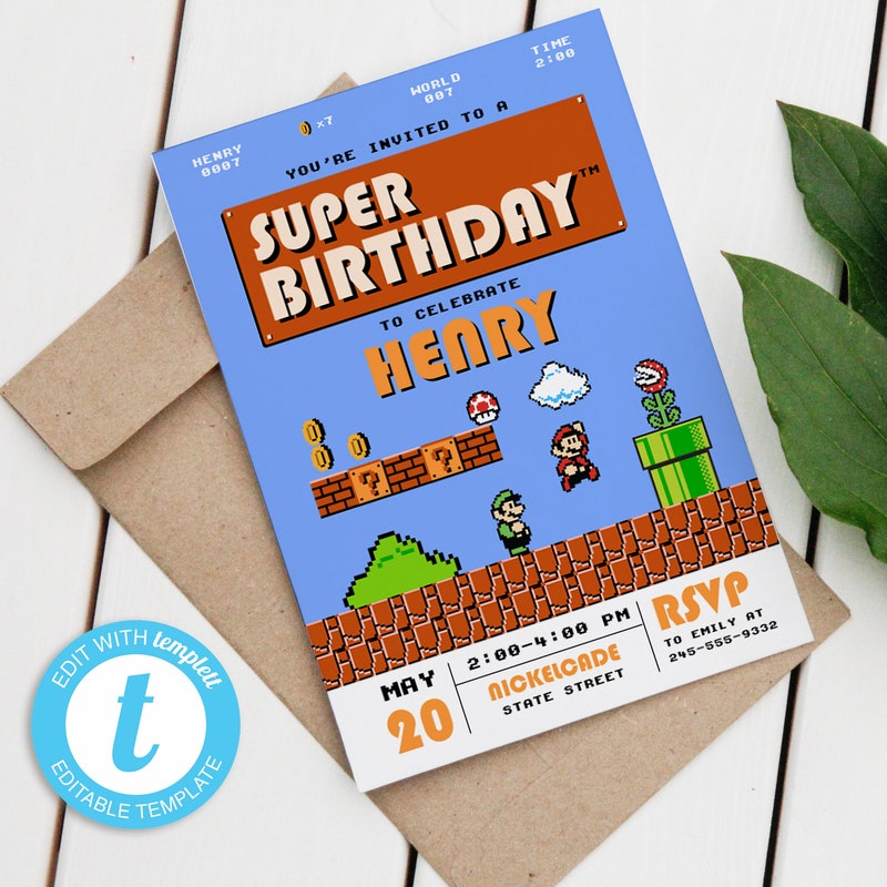 Nintendo Invitation - Etsy