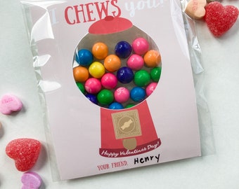Personalized Gumball Machine Valentines, Digital File, I Chews You ...