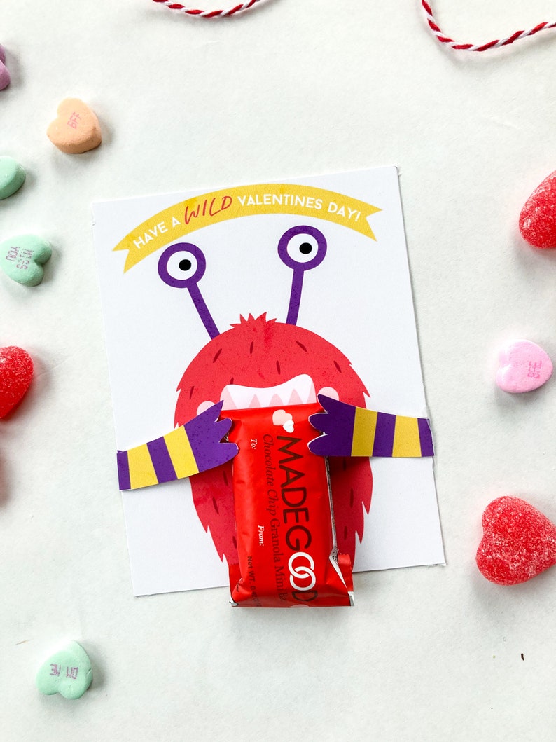 Wild Monster Valentines Day Printable Valentine Monster - Etsy