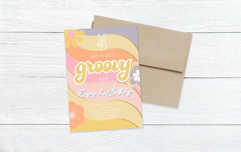 Groovy Hippie 70s Digital Printable Birthday Party | Etsy