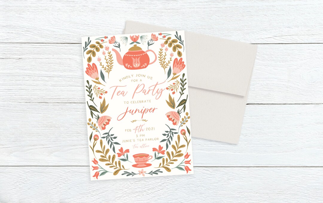 Tea Party, Digital Printable Birthday Party Invitation - Etsy