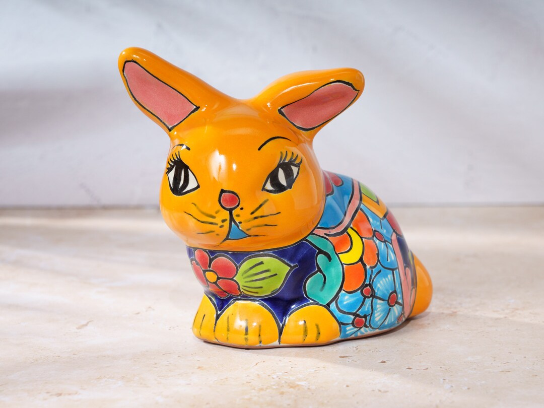 Enchanted Talavera Mexican Pottery Bunny Rabbit Figure Decor Animal ...