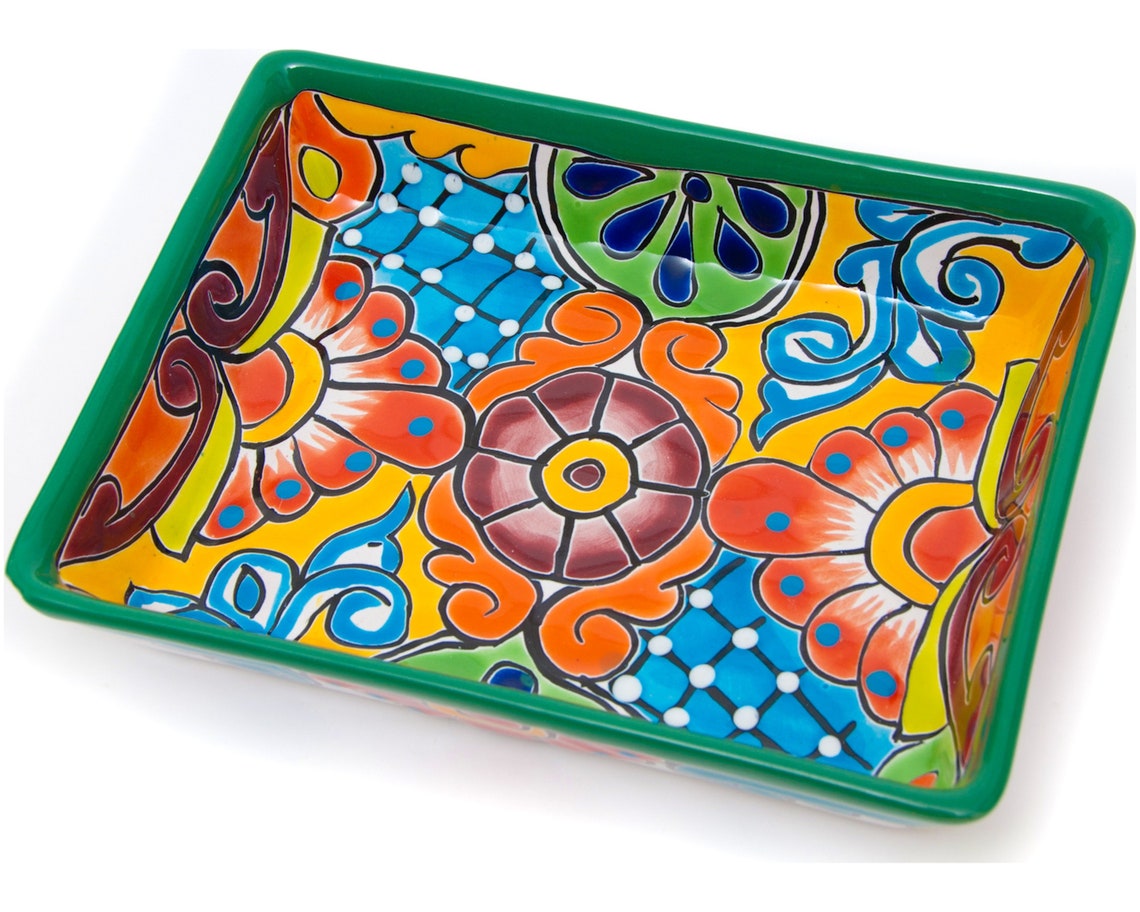 Talavera Pottery Hand Painted Ceramic Rectangle Appetizer | Etsy