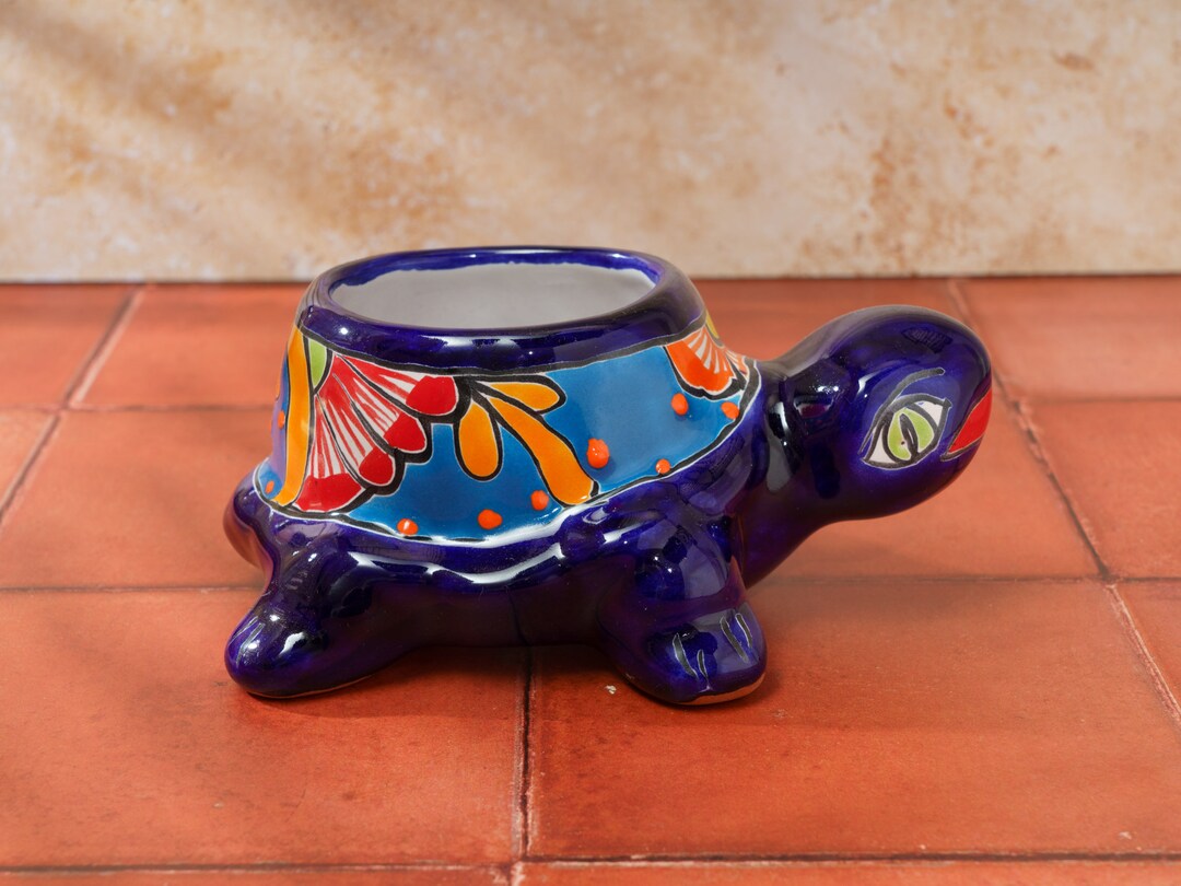 Turtle Flower Pot Mexican Talavera Pottery Sea Turtle Gift for Turtle ...