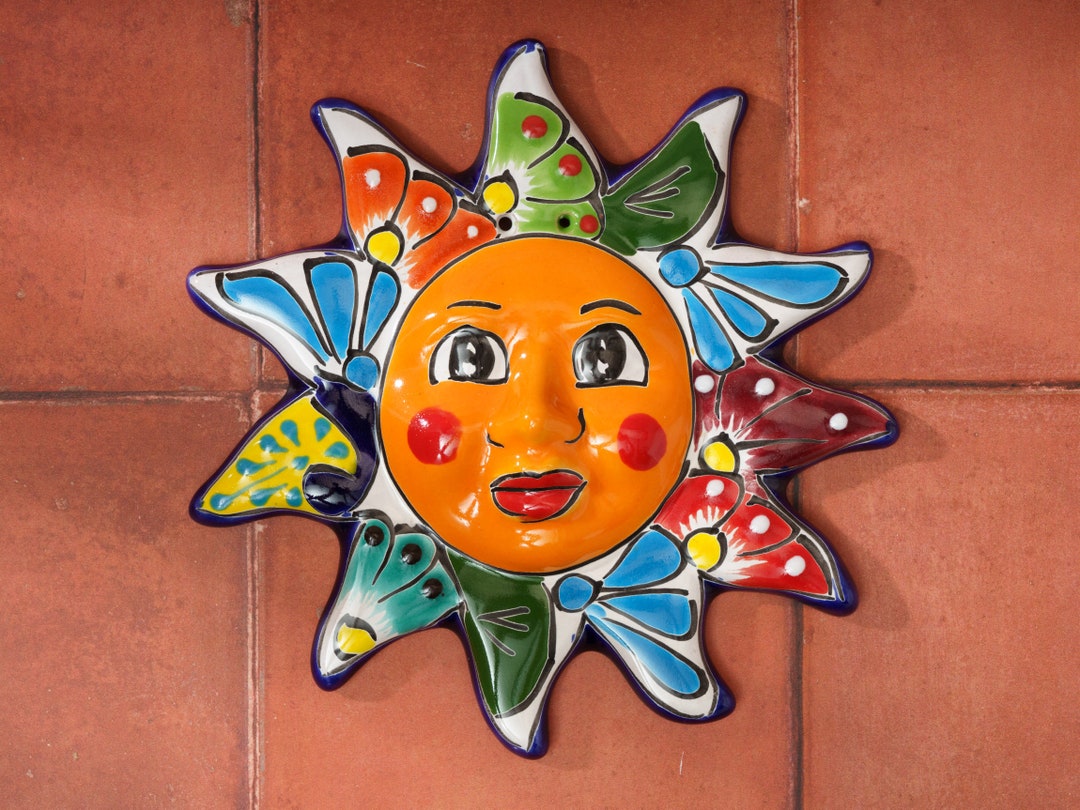 Sun Wall Art Small Mexican Talavera Wall Art Celestial Decor Moon ...