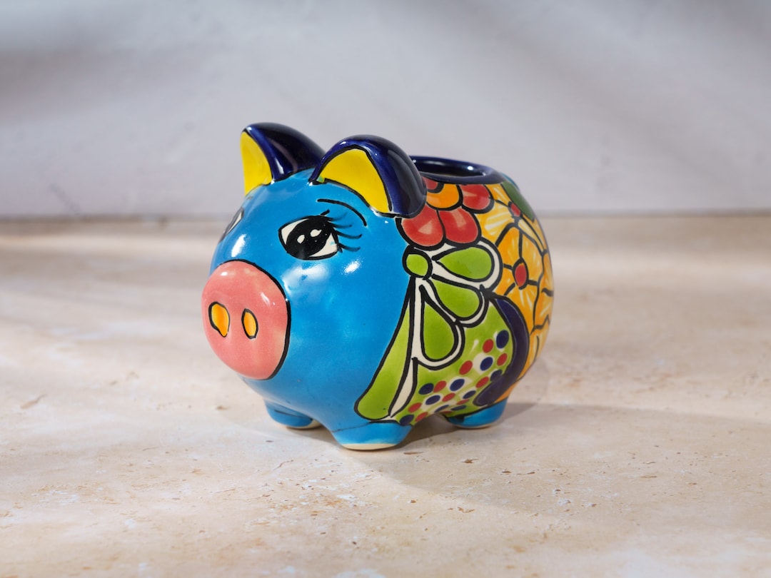 Enchanted Talavera Mexican Pottery Piglet Pig Planter Pot Figure Animal ...