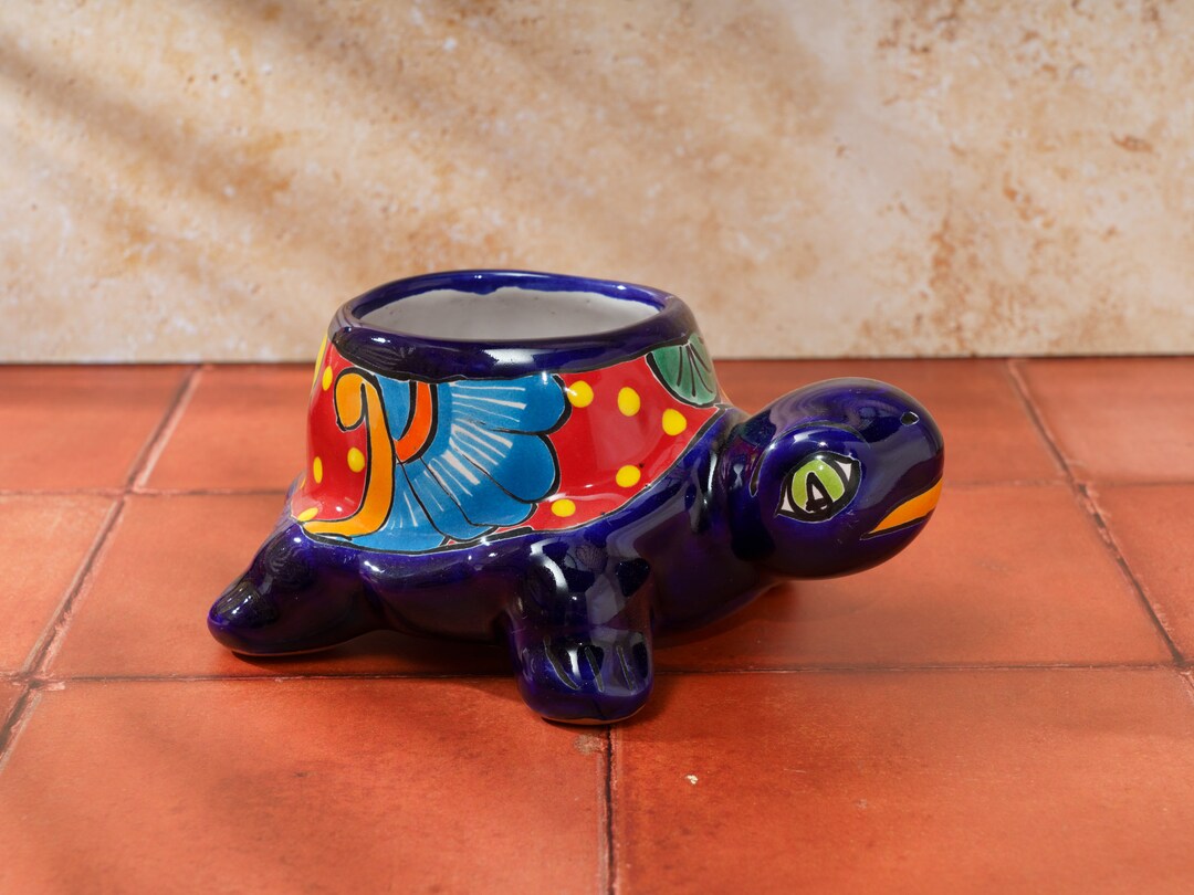 Turtle Flower Pot Mexican Talavera Pottery Sea Turtle Gift for Turtle ...